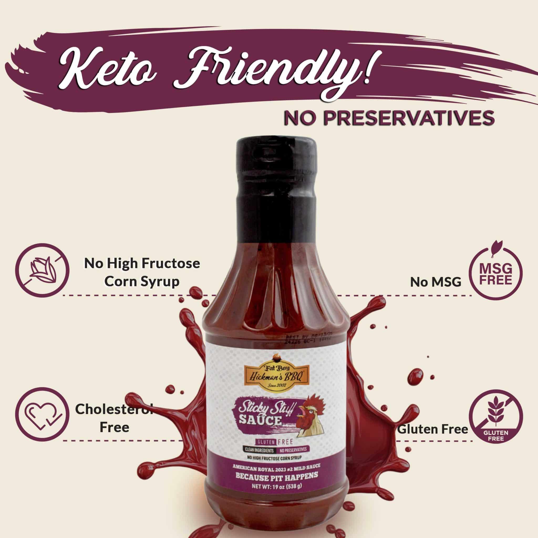 Sticky Stuff Gluten Free Natural BBQ Sauce 19 oz - Fat Boy Hickman's BBQ
